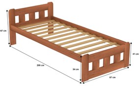 Maxi Zvýšená postel z masivu Nikola 80 x 200 cm - barva Dub