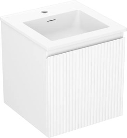 Mexen Rivel, koupelnová skříňka 45 cm s umyvadlem Otis, 1 zásuvka, drážkovaná, bílá matná, 91A20-04547-1-BF01-W18M01