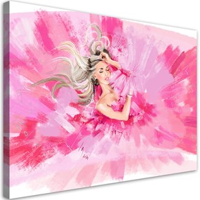Gario Obraz na plátně Růžové šaty Móda Blondýnka Elegance - Irina Sadykova Rozměry: 60 x 40 cm