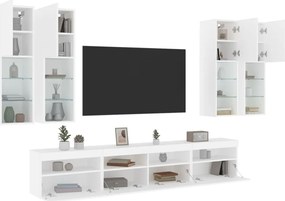 vidaXL 7dílná obývací stěna s LED osvětlením [3216774] Barva: Bílá