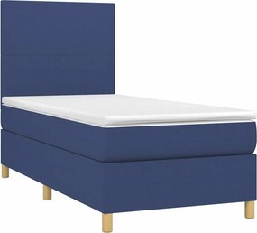 Box spring postel s matrací a LED modrá 100x200 cm textil 3135259
