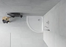 Mexen Flat půlkruhový sprchový kout slim 100 x 100 cm, bílý, sifon chrom - 41101010