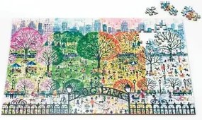 Galison Dřevěné puzzle Psí park 4 roční období / 250 dílků / od 6 let