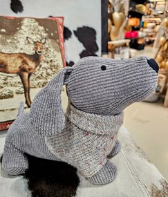 Šedá dveřní zarážka jezevčík Dachshund - 33*14*20cm