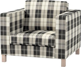 Potah na křesko IKEA Karlanda, krátký barva černá látka pletený vzor, vzorované