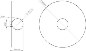 Taupe kovové nástěnné svítidlo ø 50 cm AKE – Thoro