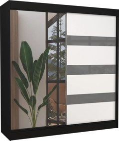ADRK Furniture Posuvná skříň se zrcadlem a lacobelem TOURA 200 ADRK-SW-TOU-BWGL-200