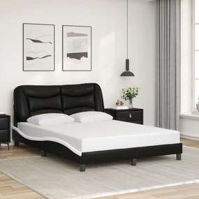 Rám postele bez matrace Hvar černý a bílý 120 x 200 cm umělá kůže 3207993