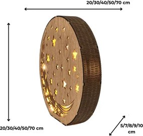 Dřevěná LED stolní lampa Měsíc a hvězdy – Noční lampa| SENTOP LED0612