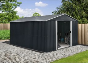 Riwall PRO RMSA 12x10 Anthracite - zahradní domek kovový 3 x 3,7 m se sedlovou střechou antracit