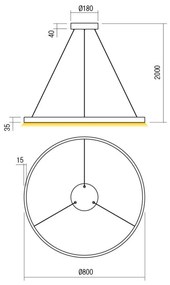 Redo 01-2869 závěsné LED svítidlo stmívatelné Febe pískově bílé, 50W, 3000K, ø80cm