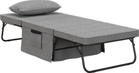 HOMCOM 4-v-1 jednolůžko pro hosty, rozkládací postel, křeslo s otomanem, matrace 8 cm, 5-stupňová regulace výšky, ocelový rám, 188x75x38cm| Aosom