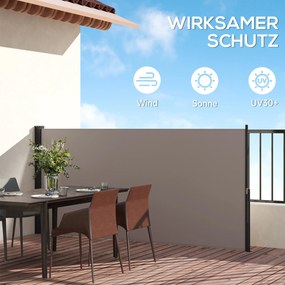 Útulný boční markýza Outsunny s možností tažení, ochranný stín s montážní ocelovou skříní, voděodolný boční markýza, ochrana proti větru a slunci 300…