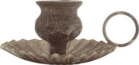 Mocca kovový svícen na úzkou svíčku s očkem Charm Antique - 10*6 cm