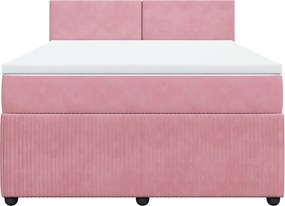 Box spring postel s matrací růžová 160x200 cm samet 3287781