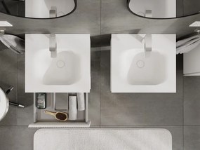 Mexen Rivel, koupelnová skříňka 50 cm s umyvadlem Vela, 1 zásuvka, drážkovaná, bílá matná, 91A20-05023-1-BF01-W23M01