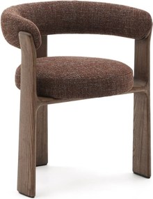 Hnědé jídelní křeslo s područkami z jasanového dřeva Granite – Kave Home