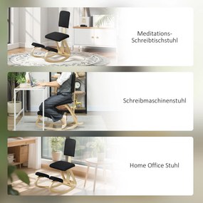 HOMCOM Ergonomická kolenní židle, kolenní stolička, zdravotní židle pro domácnost, kancelář, meditaci, černá