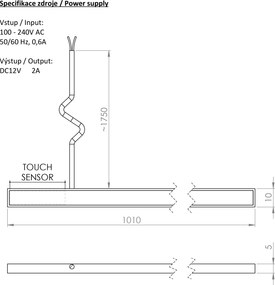 Sapho Sapho, LOREA LED pásek 141 cm, 6,8 W, studená bílá, LED145