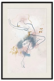 Plakát Lineární žena - kresba tanečnice a jemné akvarelové skvrny