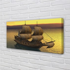 Obrazy na plátně Yellow sky ship sea 140x70 cm