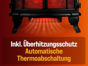 Monzana Elektrický Elektrický krb s dvojitými dvířky černý 2000W
