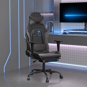 Herní židle s podnožkou černá a šedá umělá kůže 3143657