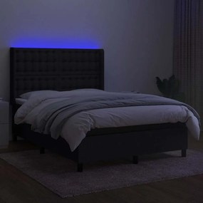 Box spring postel s matrací a LED černá 140x190 cm textil 3138631