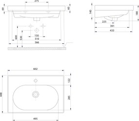 Sapho BRAND keramické umyvadlo 60 x 45cm bílá TU0428