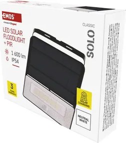 EMOS SOLO ZG122S černá / LED reflektor / solární / 1600 lm / IP54 / PI