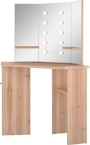 Rohový toaletní stolek s LED světlem dub 111 x 54 x 141,5 cm 326533