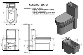 Aqualine Aqualine, HYGIE WC kombi s umyvadélkem, zadní/spodní odpad, bílá, PB104W