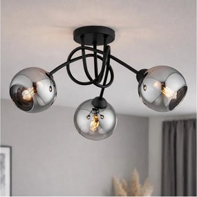 Brilagi - Přisazený lustr DIOR 3xE27/60W/230V černá/kouřová šedá