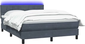 Box spring postel s matrací a LED tmavě šedá 160x210 cm samet 3316888