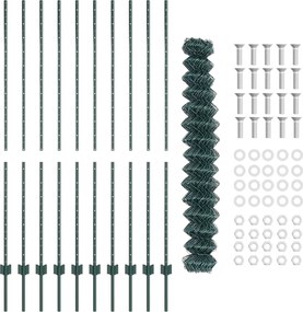 Plot s řetězovým odkazem a sloupkem 10 x 1,6 m Zelená Síťovina 3336236