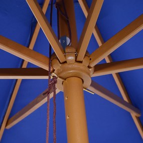 Outsunny slunečník na balkon 300 cm, dřevěný konzolový slunečník, zahradní slunečník, balkonový slunečník, bambus, modrý| Aosom