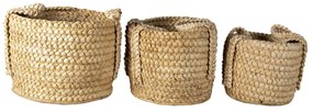 Sada 3ks pletených košíků s uchy Jasmin - Ø 34*36 / Ø 29*37 / Ø 26*31 cm
