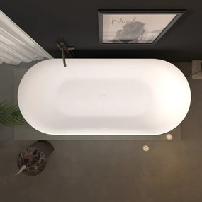 Erga Kaia, volně stojící vana 160x75 cm + odtoková zátka, bílá lesklá, ERG-Kaia-160075-WH-WH