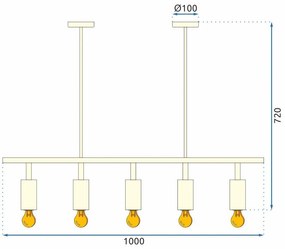 Toolight Kovová závěsná lampa APP611-5C černá