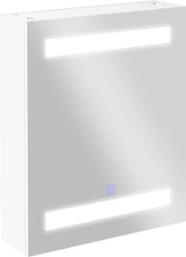 HOMCOM LED zrcadlová skříňka 9 W Koupelnová skříňka s zrcadlem Koupelnová skříňka s dotykovým spínačem Funkce měkkého zavírání Bílá 50 x 15 x 60 cm