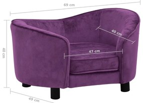 vidaXL Marketos Pohovka pro psy vínová 69 x 49 x 40 cm plyš