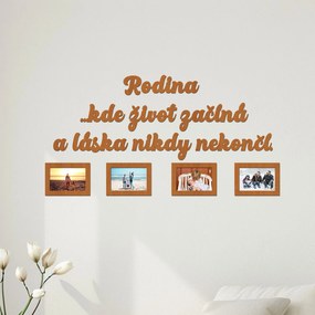 dřevo života Dřevěný fotorámeček Rodina kde života začíná Zvolte barvu dekoru: Třešeň, Zvolte velikost fotografie (cm): 10x15