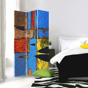 Ozdobný paraván Abstraktní barevné - 110x170 cm, třídílný, obustranný paraván 360°