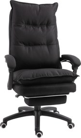 Masážní kancelářská židle Vinsetto s výsuvnou podnožkou, ergonomická kancelářská židle, výškově nastavitelná, černá| Aosom