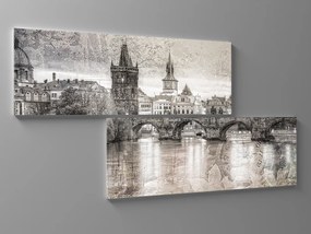 Liox Obraz pohled na Karlův most retro Rozměr: 180 x 90 cm