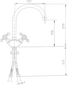 Reitano Rubinetteria ANTEA stojánková dřezová retro baterie, výška 275mm, chrom/zlato 3092