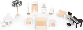 ECOTOYS Třípatrový domeček pro panenky s terasou / od 3 let
