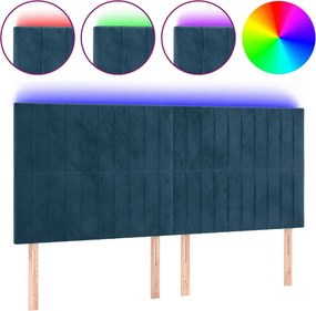 Čelo postele s LED tmavě modré 160x5x118/128 cm samet 3122720