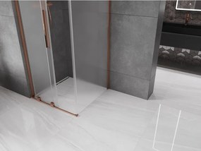 Mexen Velar L, sprchový kout s posuvnými dveřmi 100 x 100 cm, 8mm sklo námraza, růžové zlato, 871-100-100-33-60