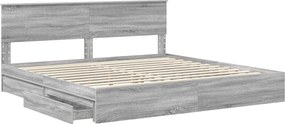 Postel s úložným prostorem se zásuvkou Šedá Sonoma 200 x 200 cm 3410768